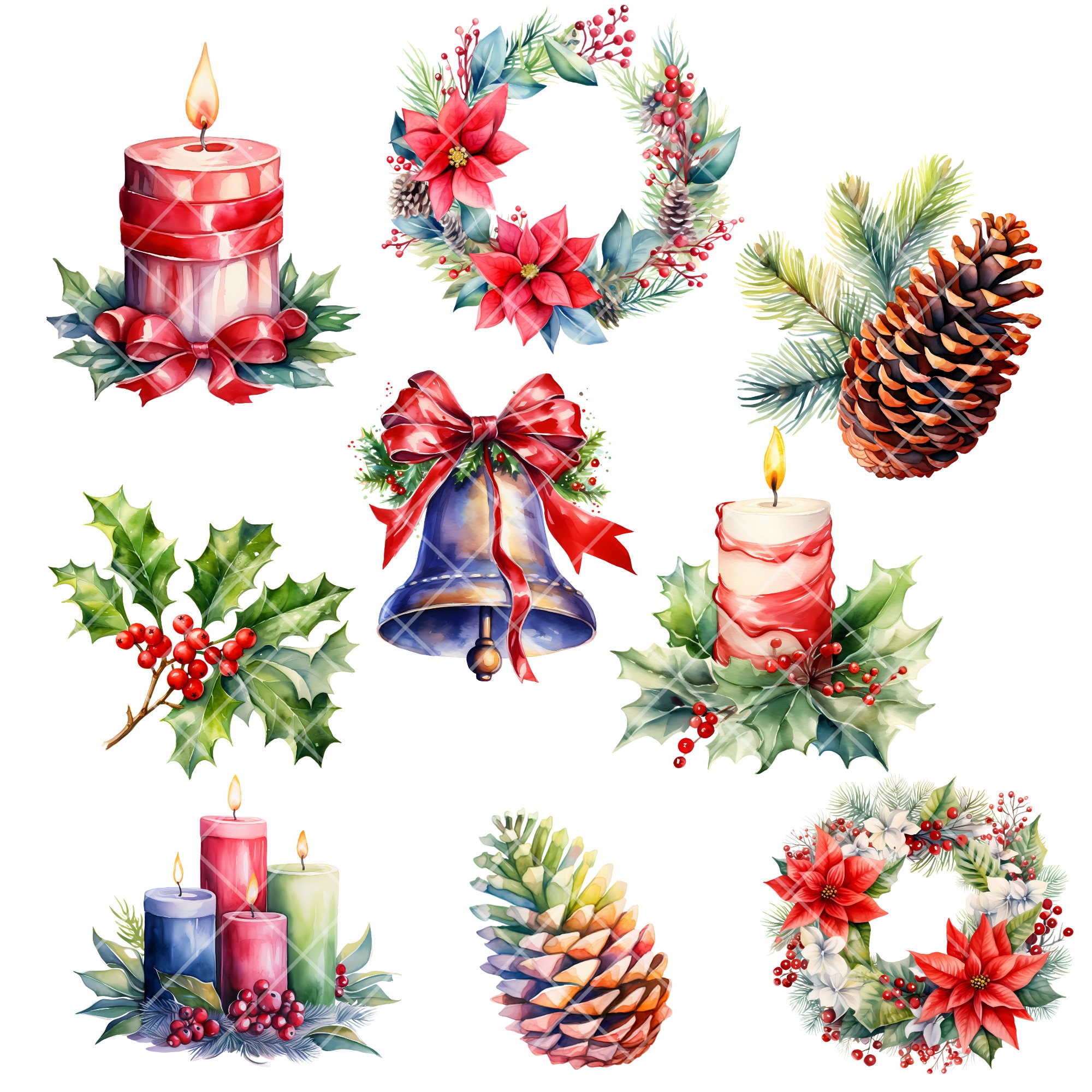 Christmas Decoration Clipart Set for Creative Project, Christmas ...