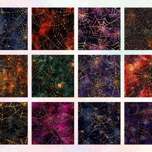 Golden Spider Web Seamless Patterns for Creative Project, Halloween ...