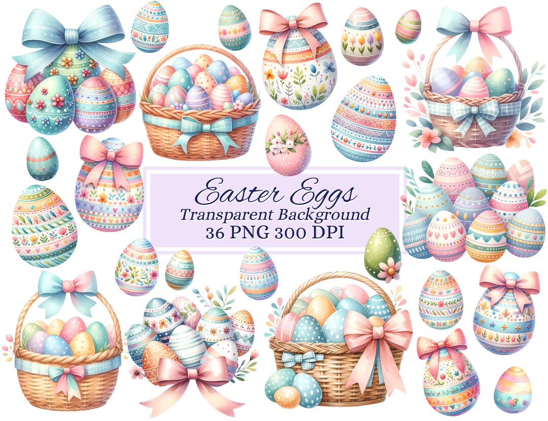 Easter Eggs Clipart Set for Creative Project, Cute Easter Party ...