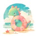 Cute Summer Dinosaurs at the Beach Clipart Set for Creative Project ...