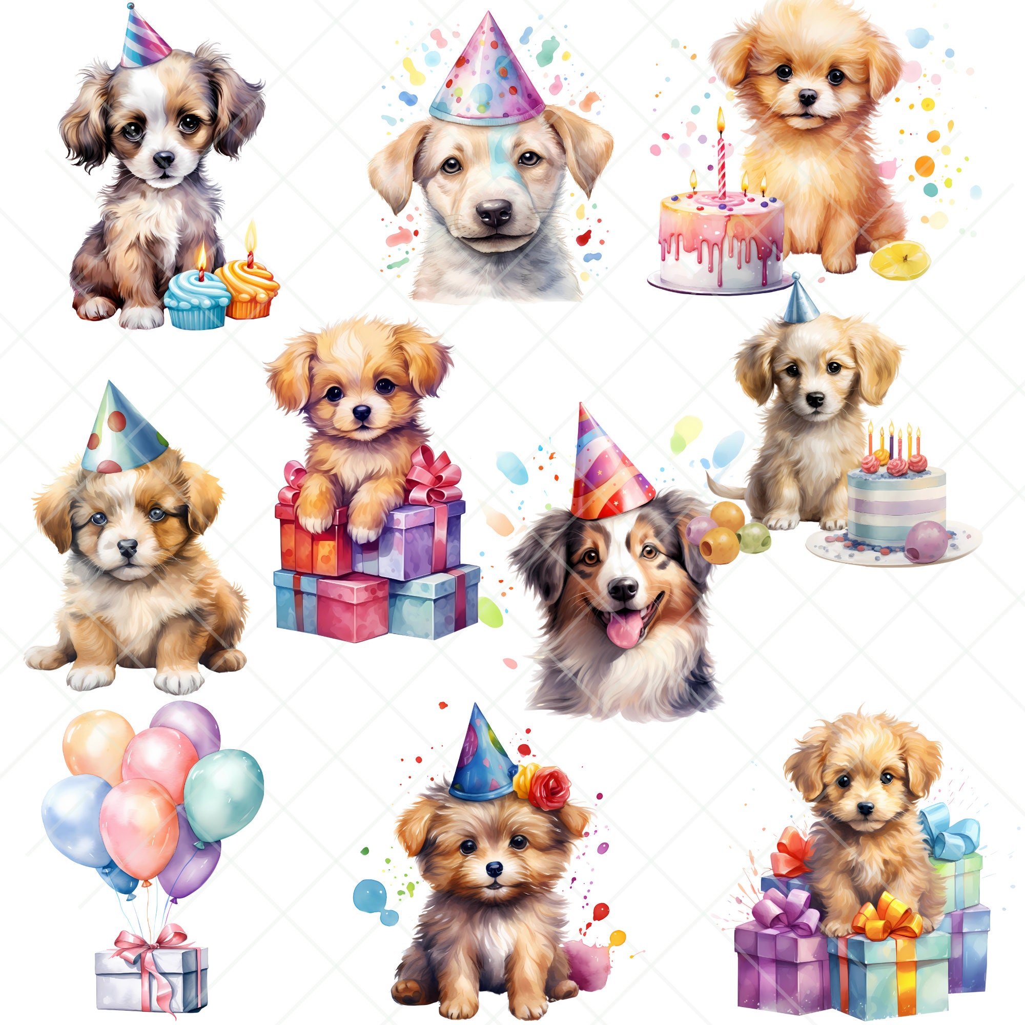 Dog Party Clipart for Creative Project Birthday Dog Lovers - Etsy