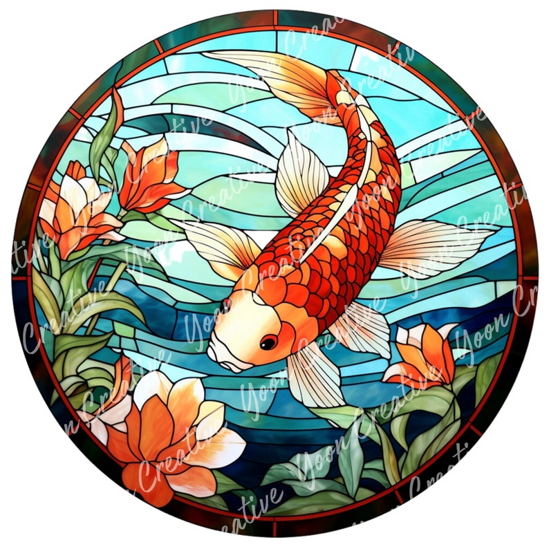 Stained Glass Koi Fish Clipart Set for Creative Project 11 - Etsy