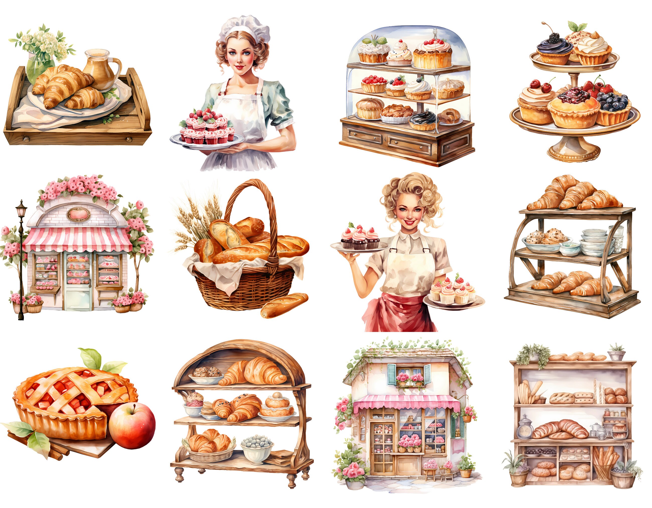 Pastry Bakery Cliparts for Creative Project, Pastry Graphics for Bakery ...