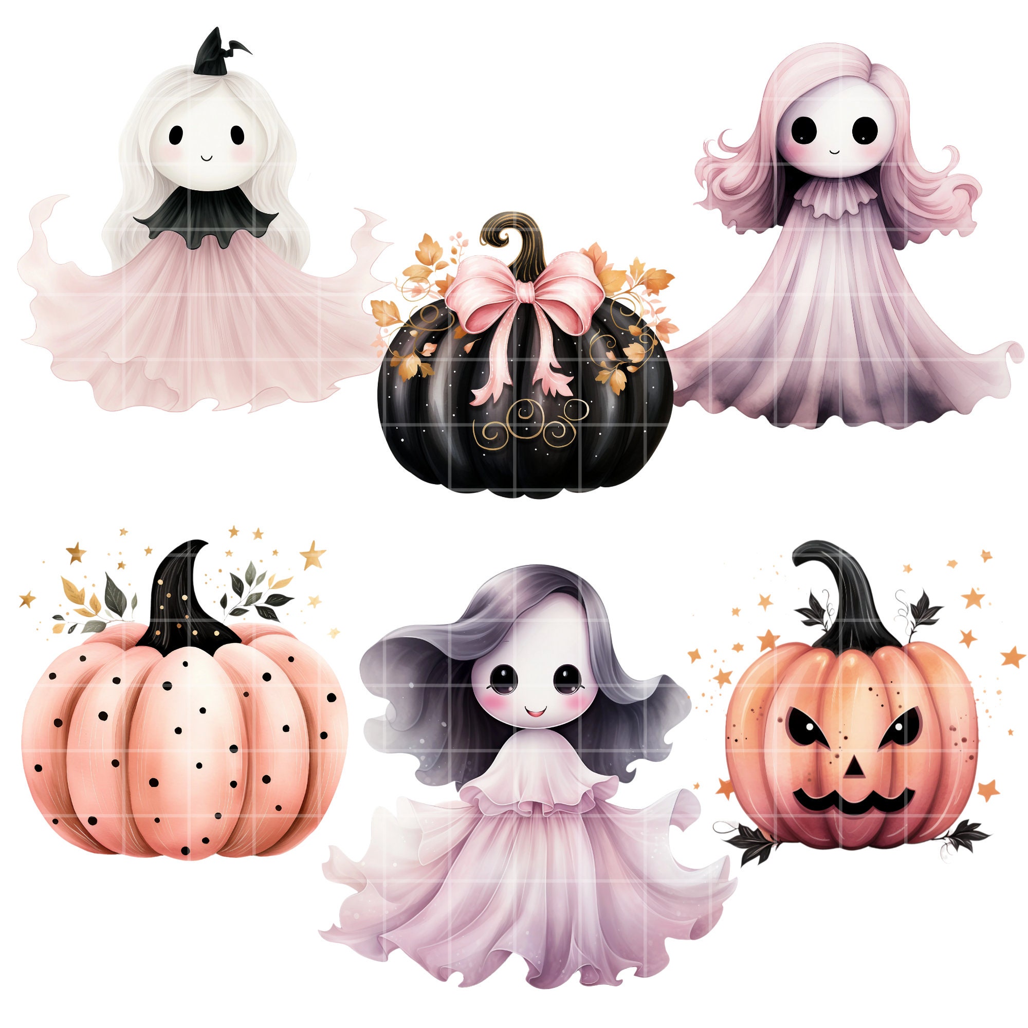 Halloween Pinky Spooky Cliparts for Creative Projects, Cute Pink ...