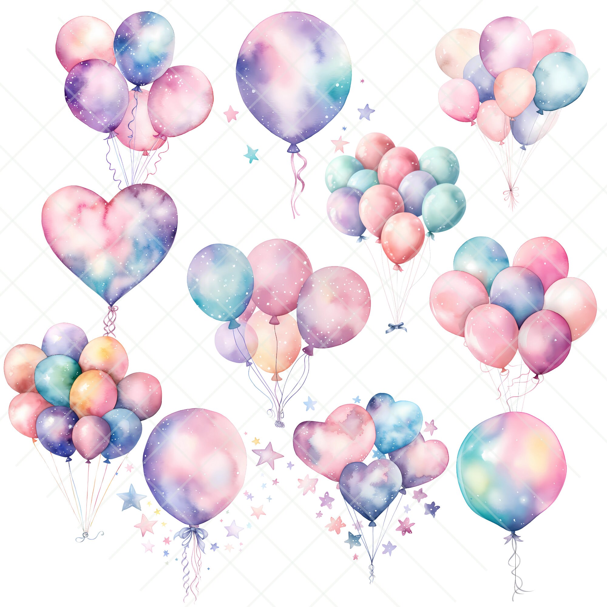 Pastel Balloon Party Clipart Set for Creative Project - Etsy