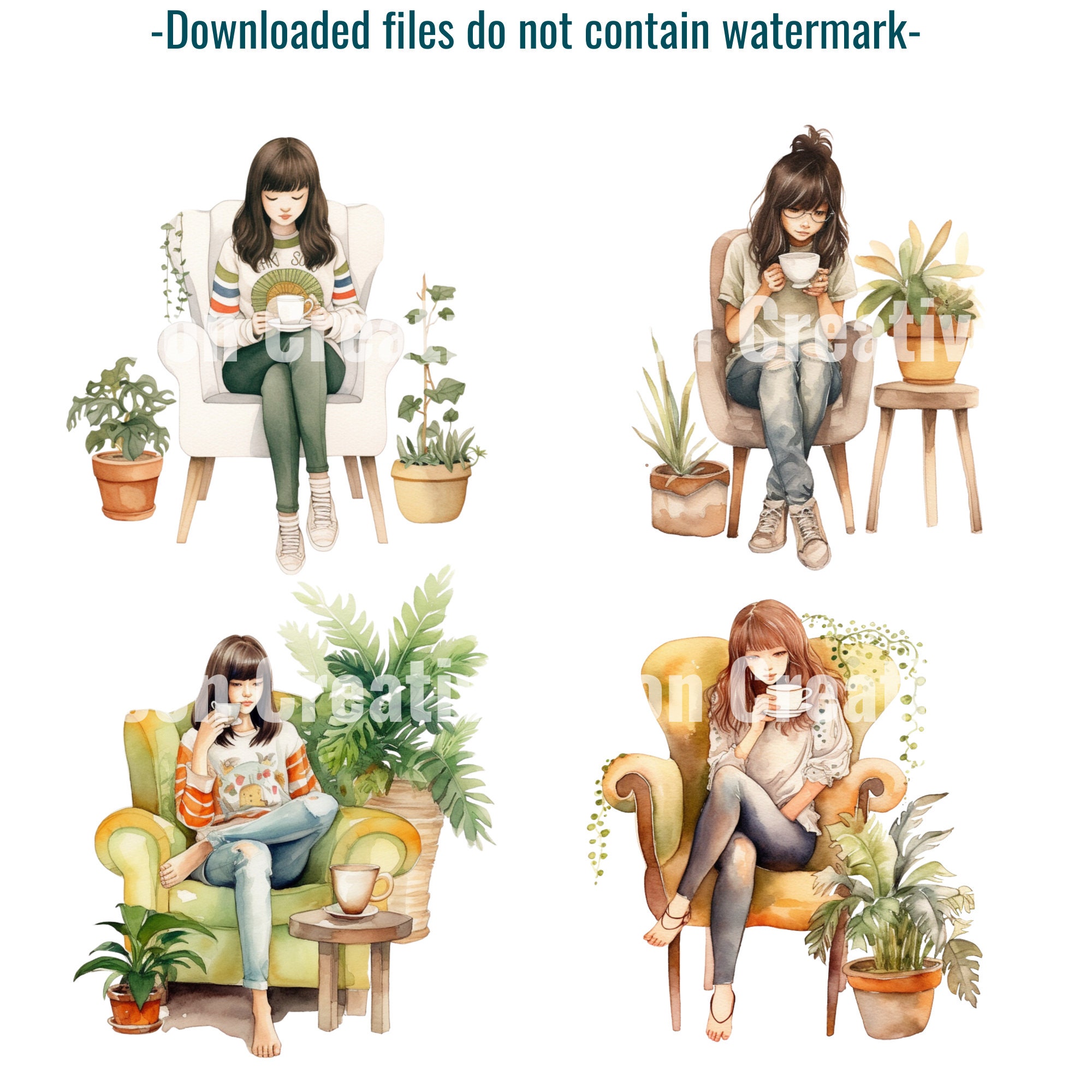 Teenage Girls Clipart Set for Creative Projects, 10 PNG, Transparent ...