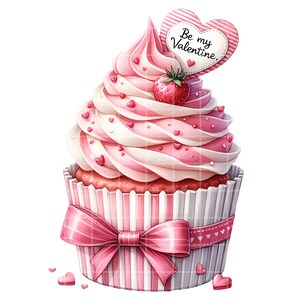 Valentine Cupcakes Clipart Bundle for Creative Project, Valentine Day ...