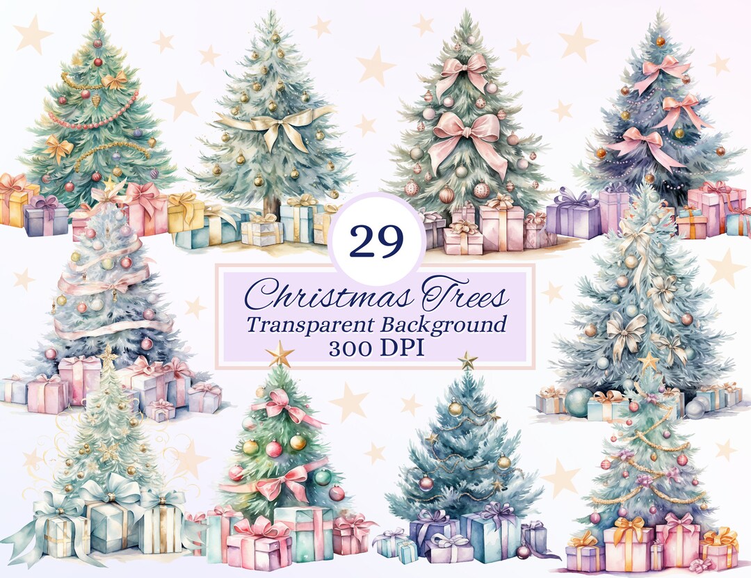 Christmas Trees Clipart Set for Creative Projects, Xmas Gift Winter ...