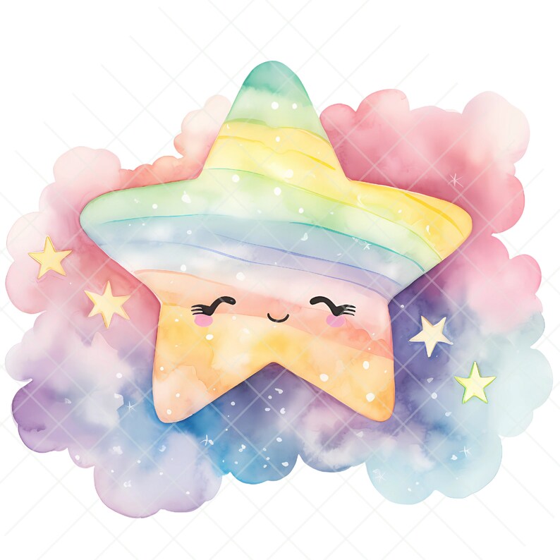 Rainbow Stars Clipart Set for Creative Project, Whimsical Nursery Wall ...