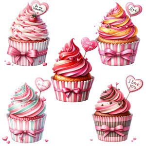 Valentine Cupcakes Clipart Bundle for Creative Project, Valentine Day ...