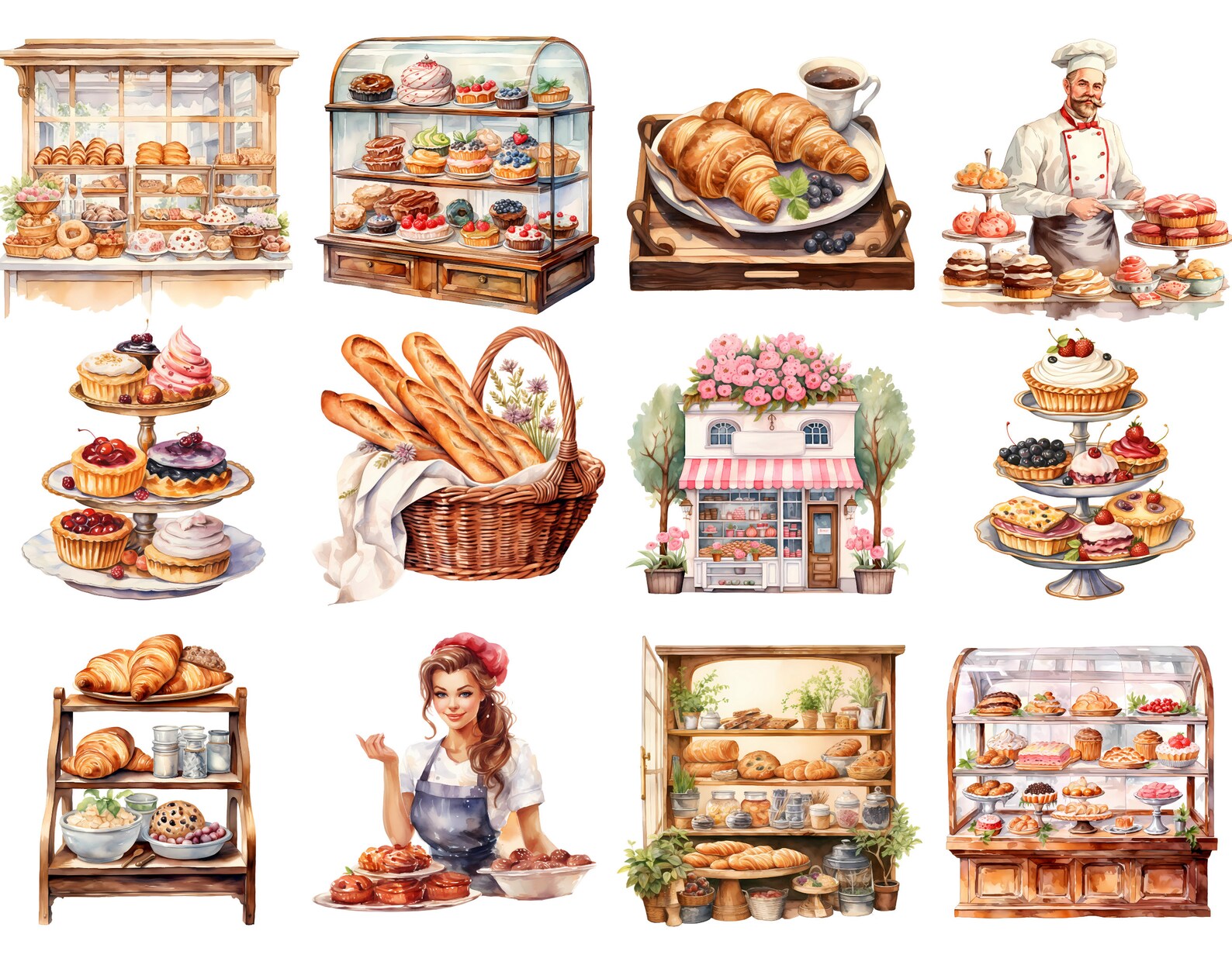 Pastry Bakery Cliparts for Creative Project, Pastry Graphics for Bakery ...