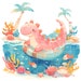 Cute Summer Dinosaurs at the Beach Clipart Set for Creative Project ...