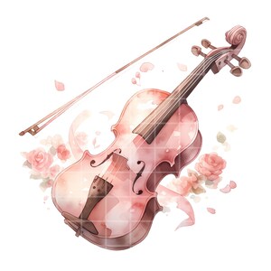 Floral Instruments Clipart Set for Creative Project, Pink Romantic ...