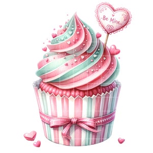 Valentine Cupcakes Clipart Bundle for Creative Project, Valentine Day ...