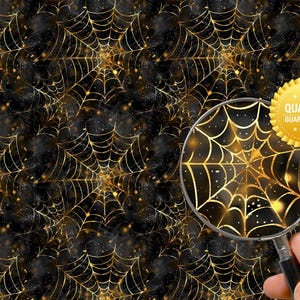 Golden Spider Web Seamless Patterns for Creative Project, Halloween ...