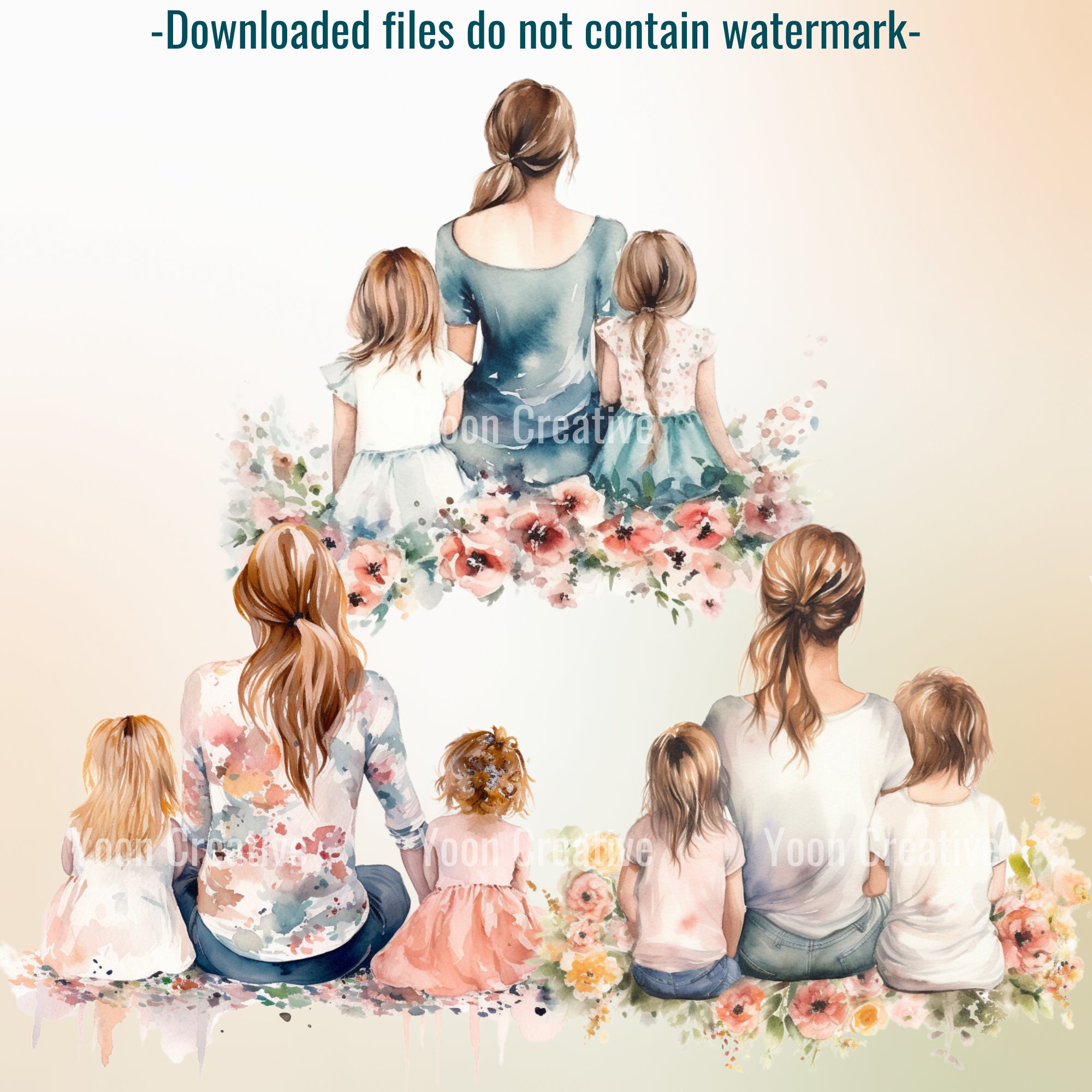 Watercolor Mother's Day Clipart A Day With Mom 16 PNG Transparent ...