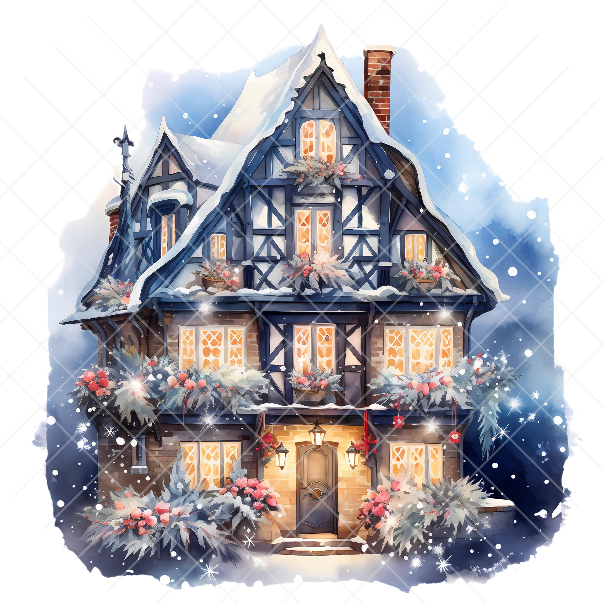 Christmas Houses Clipart Set for Creative Project, France Alsace ...