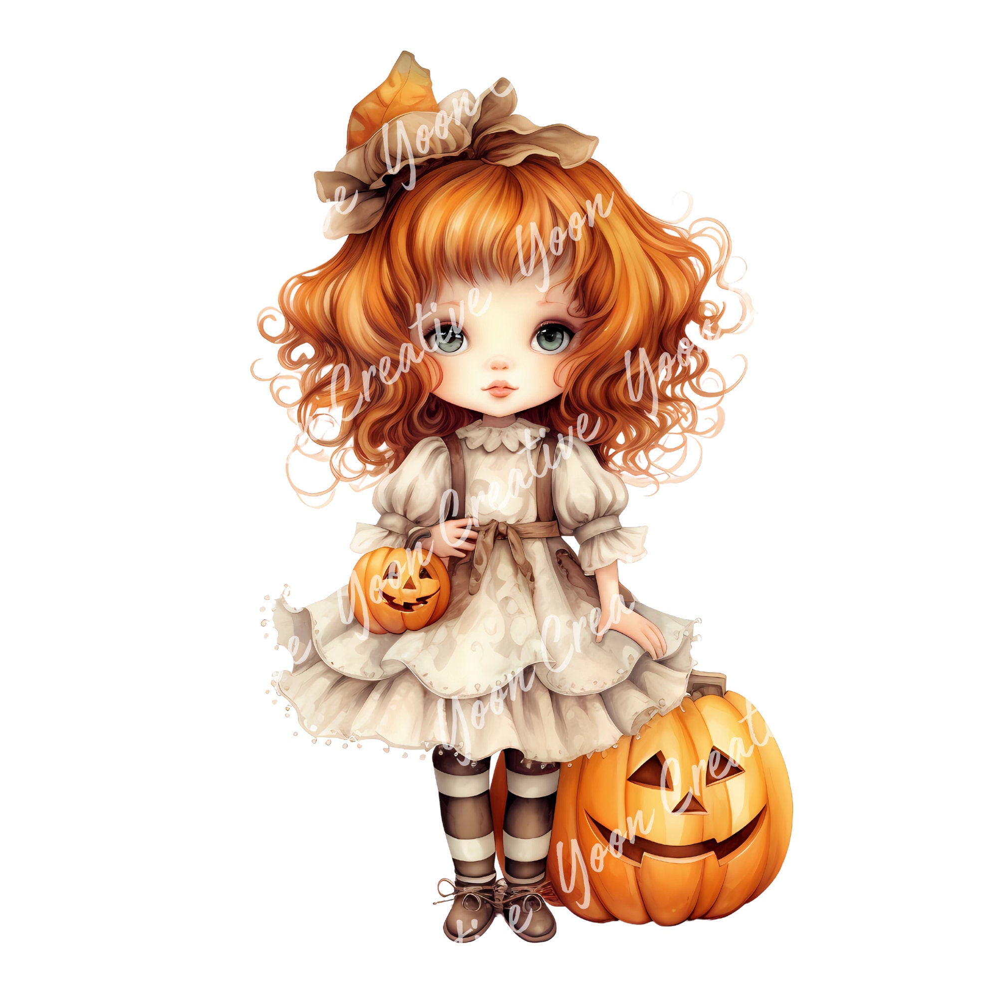 Adorable Halloween Girls Clipart Set for Creative Projects - Etsy