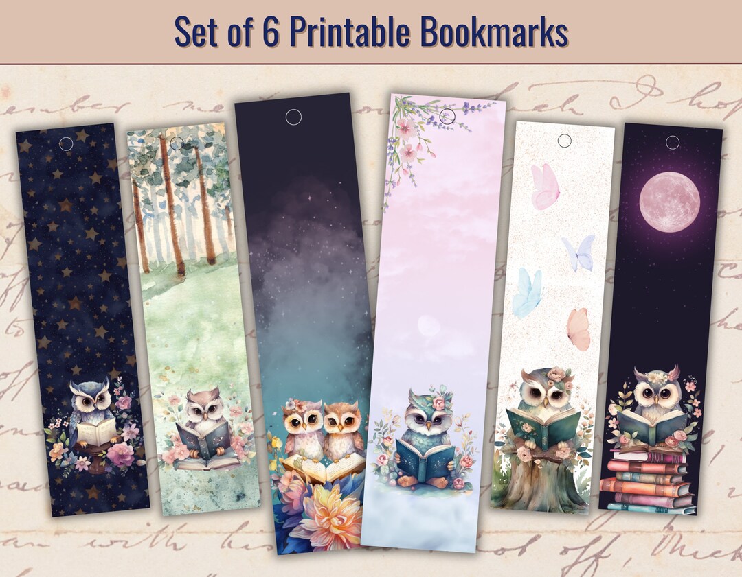 Enchanting Owl Reading Bookmarks, 6 Designs, Creative Companion for ...