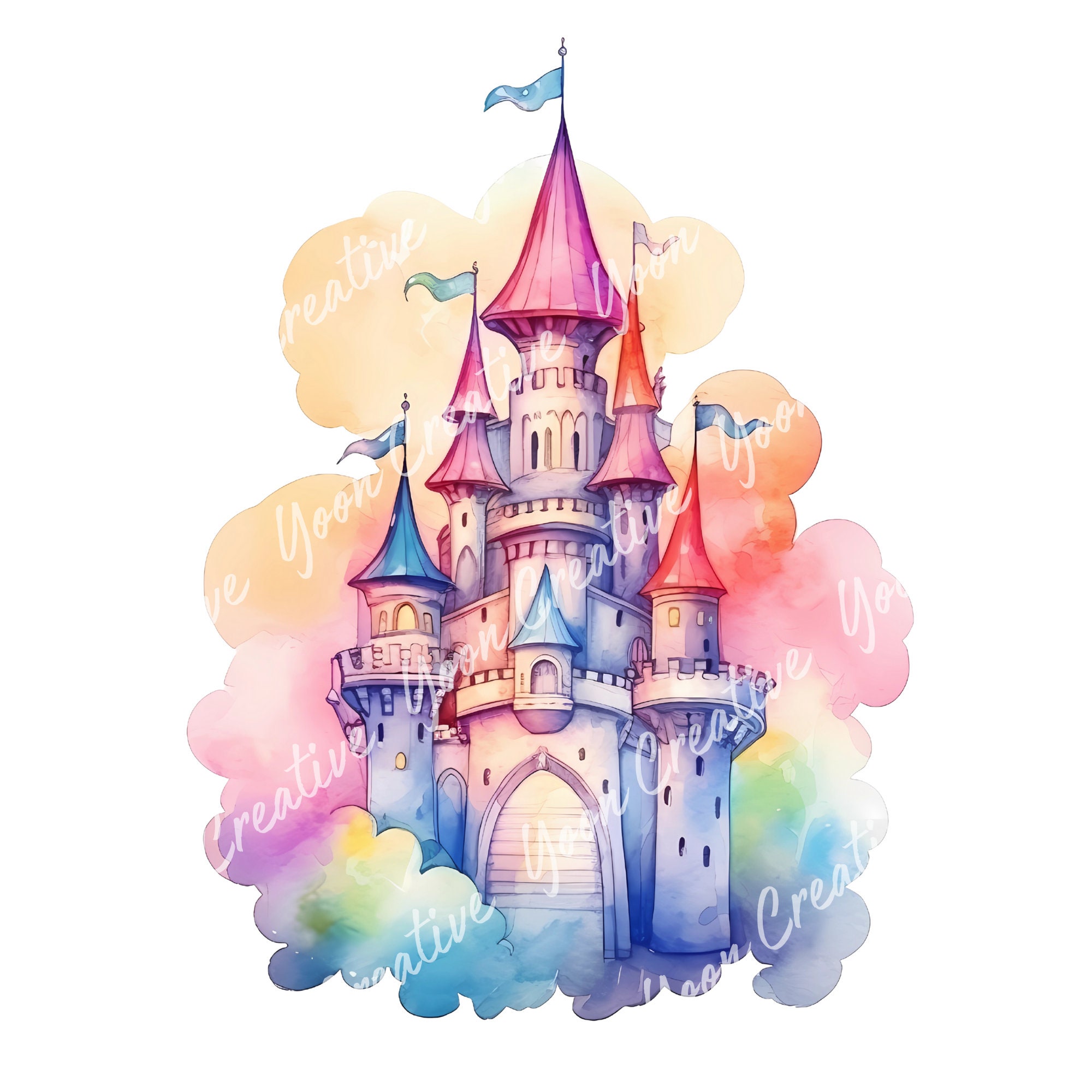Dreamy Castle Clipart Set for Creative Projects Fantasy Fairy - Etsy