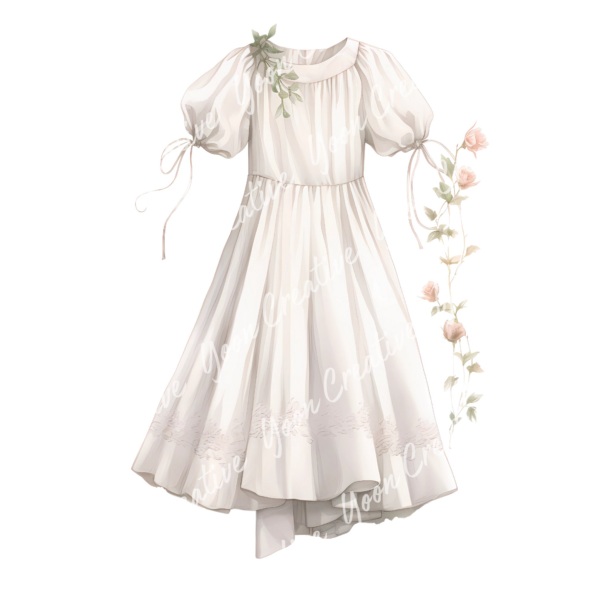 White Cottagecore Dresses for Creative Project Transparent - Etsy