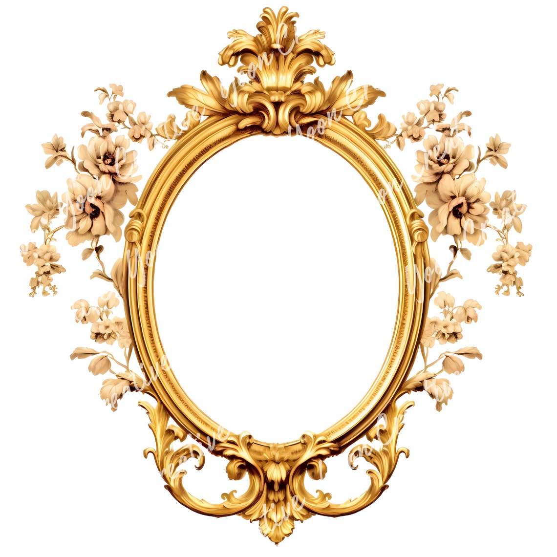 Baroque Oval Frame Clipart Set for Creative Projects, Rococo Style ...