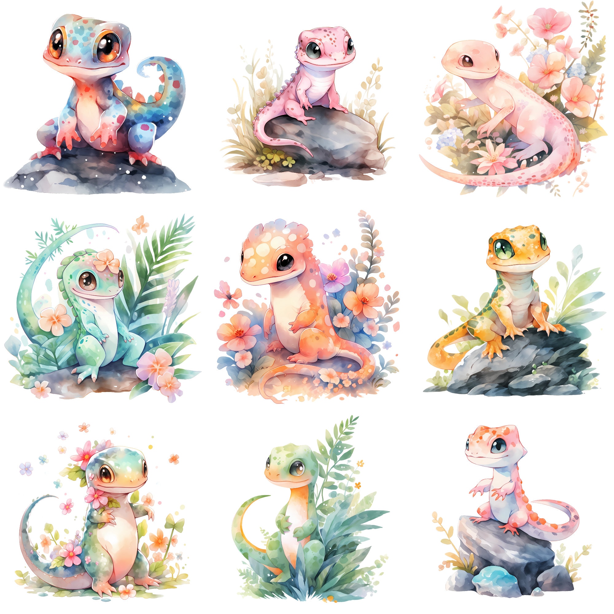 Cute Lizards Clipart Set for Creative Project, Animal Graphics, Nursery ...