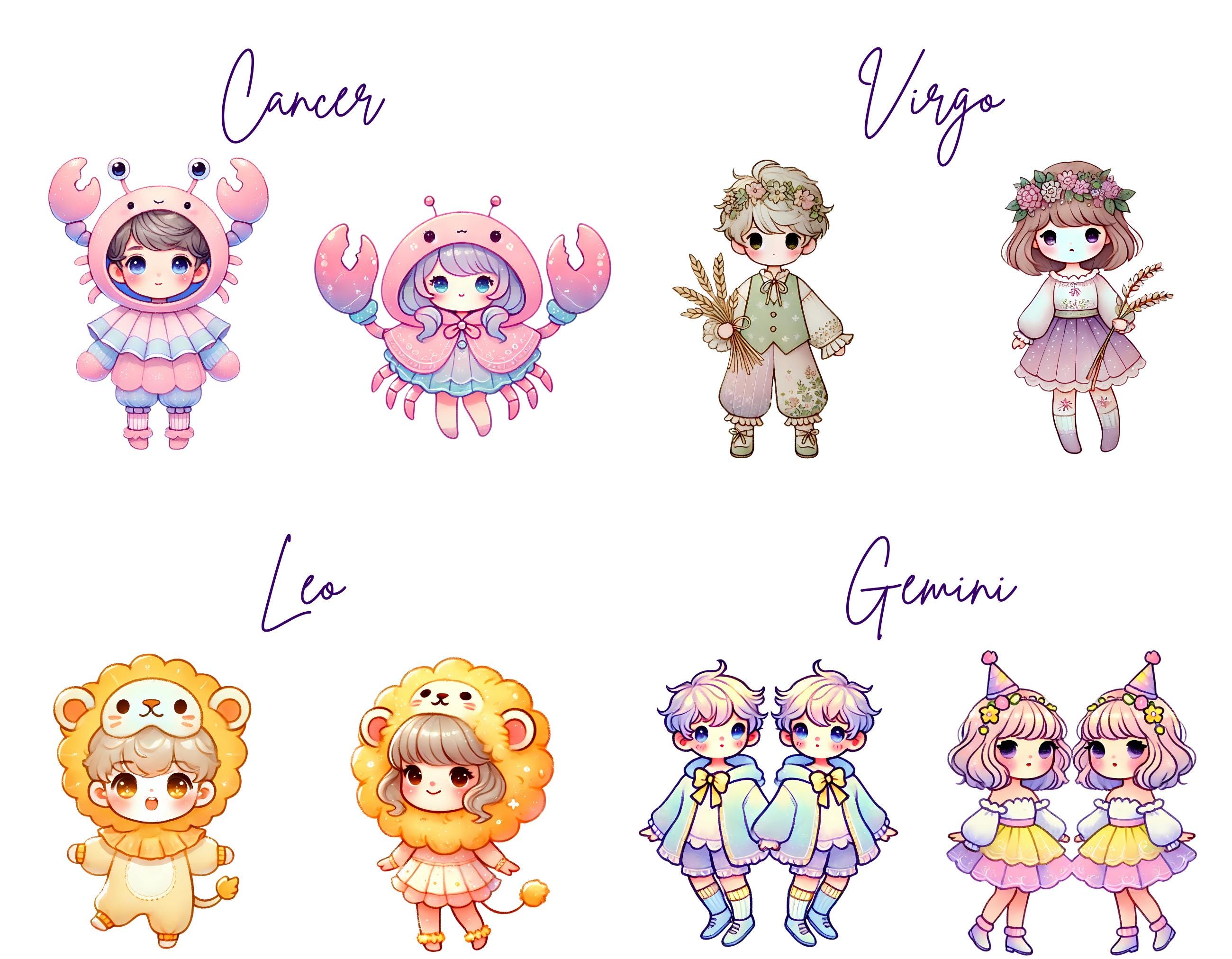 Zodiac Sign Character Clipart Set for Creative Project, Zodiac ...