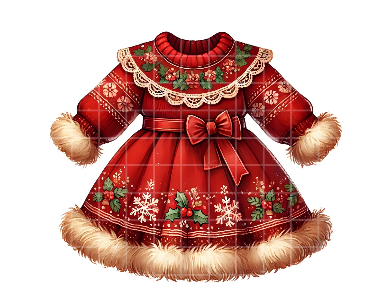 Vintage Christmas Baby Clothes Clipart Set for Creative Projects, Retro ...