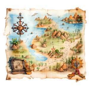 Treasure Hunt Cliparts for Creative Projetcs, Adventurer Elements ...