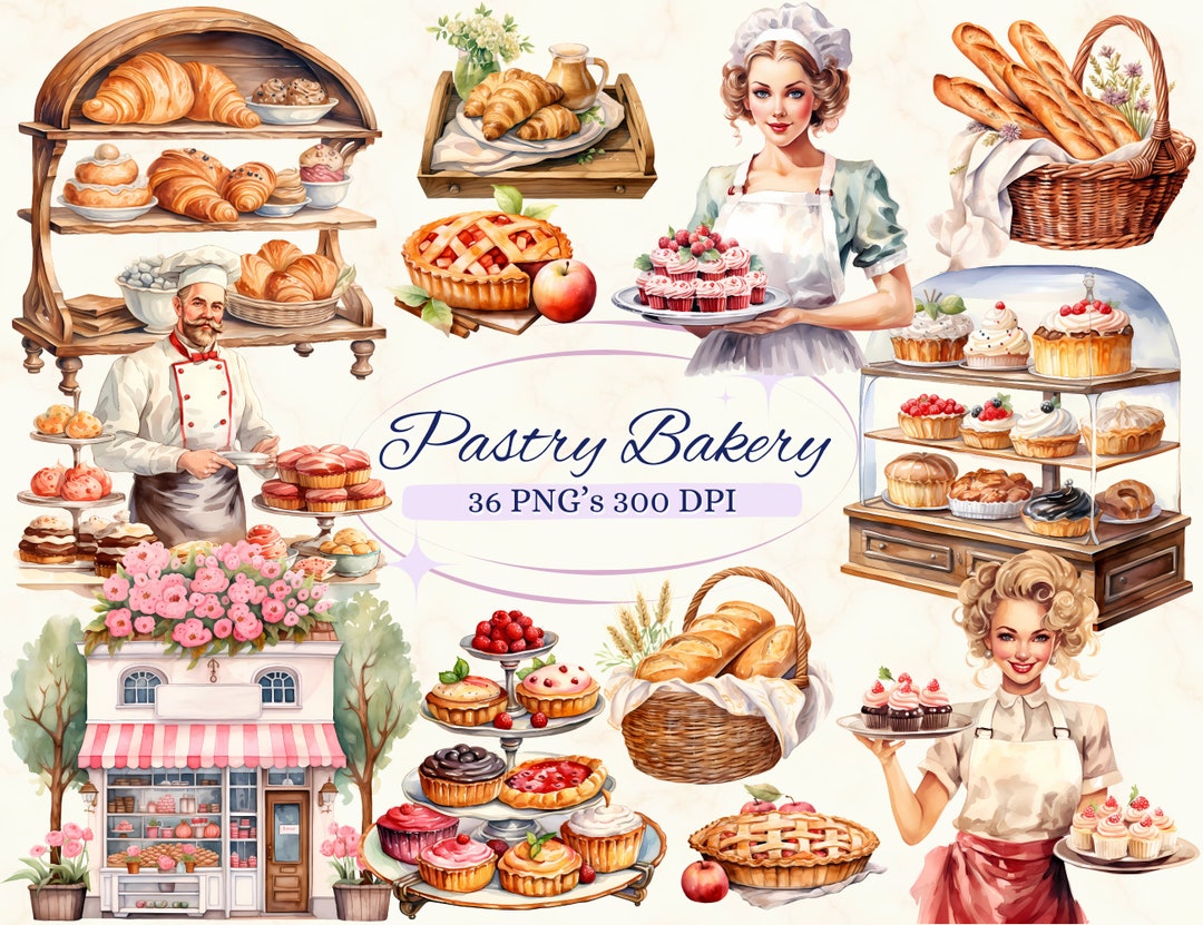 Pastry Bakery Cliparts for Creative Project, Pastry Graphics for Bakery ...