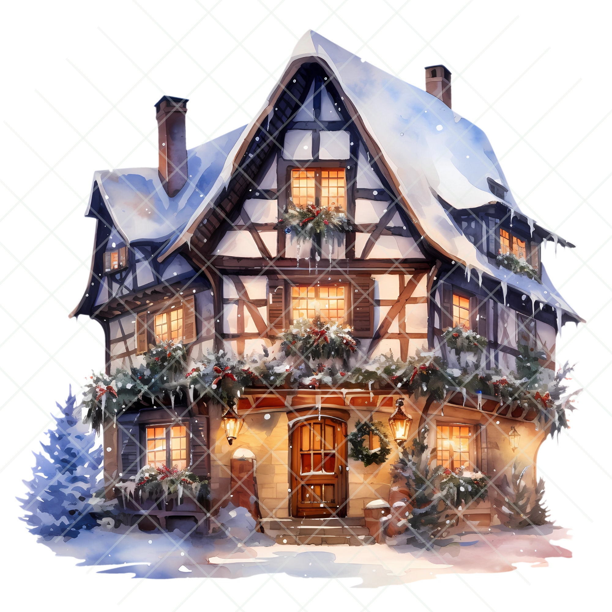 Christmas Houses Clipart Set for Creative Project, France Alsace ...