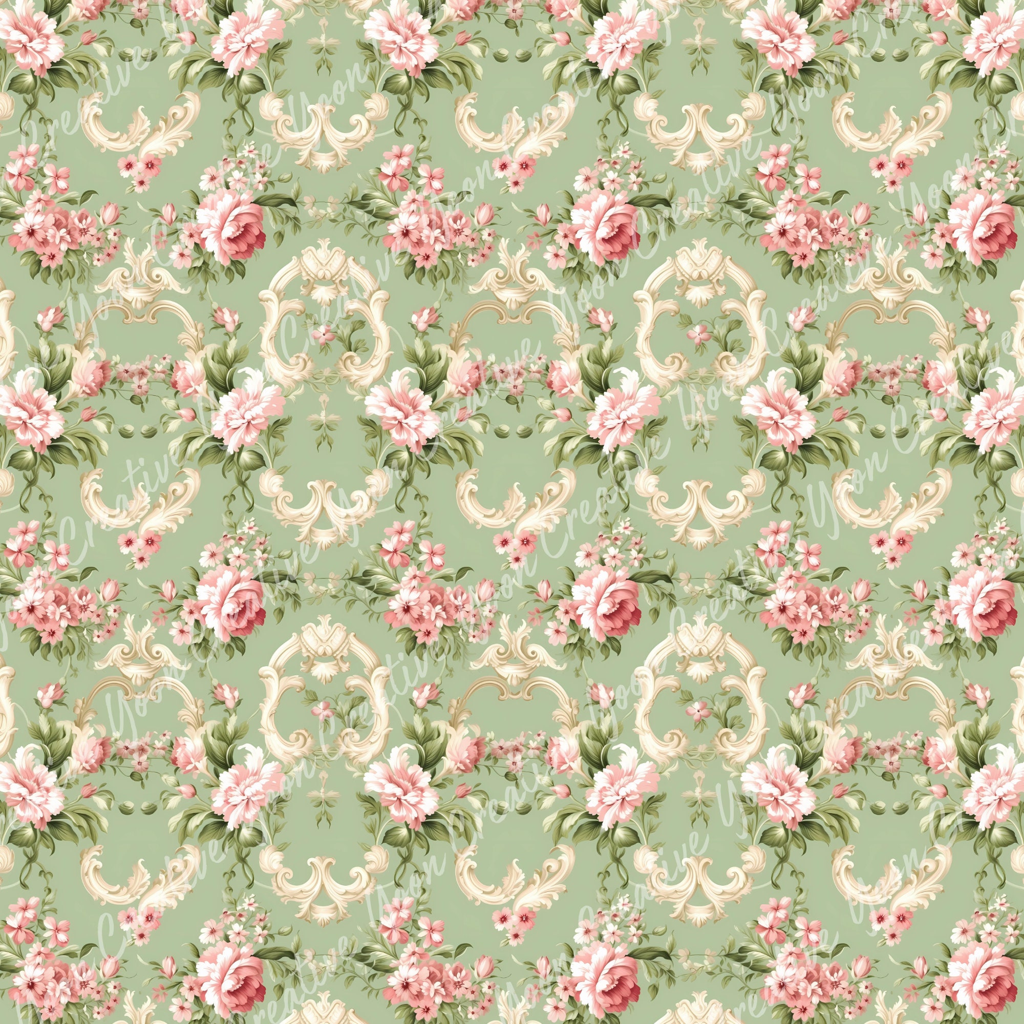 Vintage Floral Wallpaper Patterns for Creative Projects, Rococo Baroque ...
