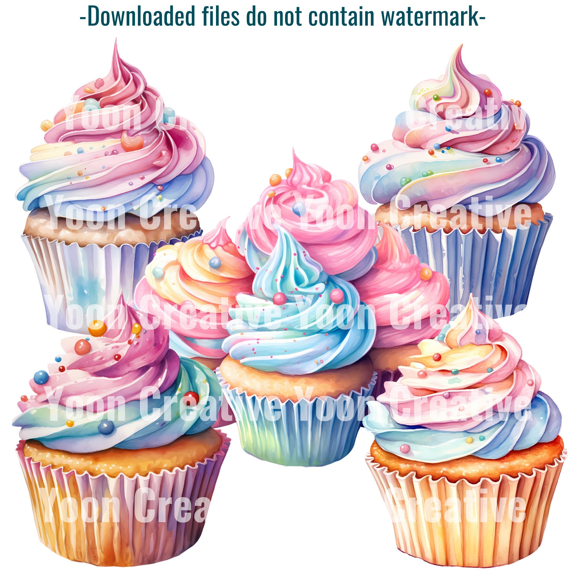 Sweet Rainbow Cupcakes Clipart Set for Creative Projects - Etsy