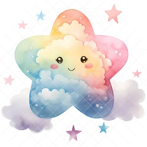 Rainbow Stars Clipart Set for Creative Project, Whimsical Nursery Wall ...