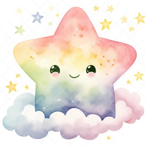Rainbow Stars Clipart Set for Creative Project, Whimsical Nursery Wall ...