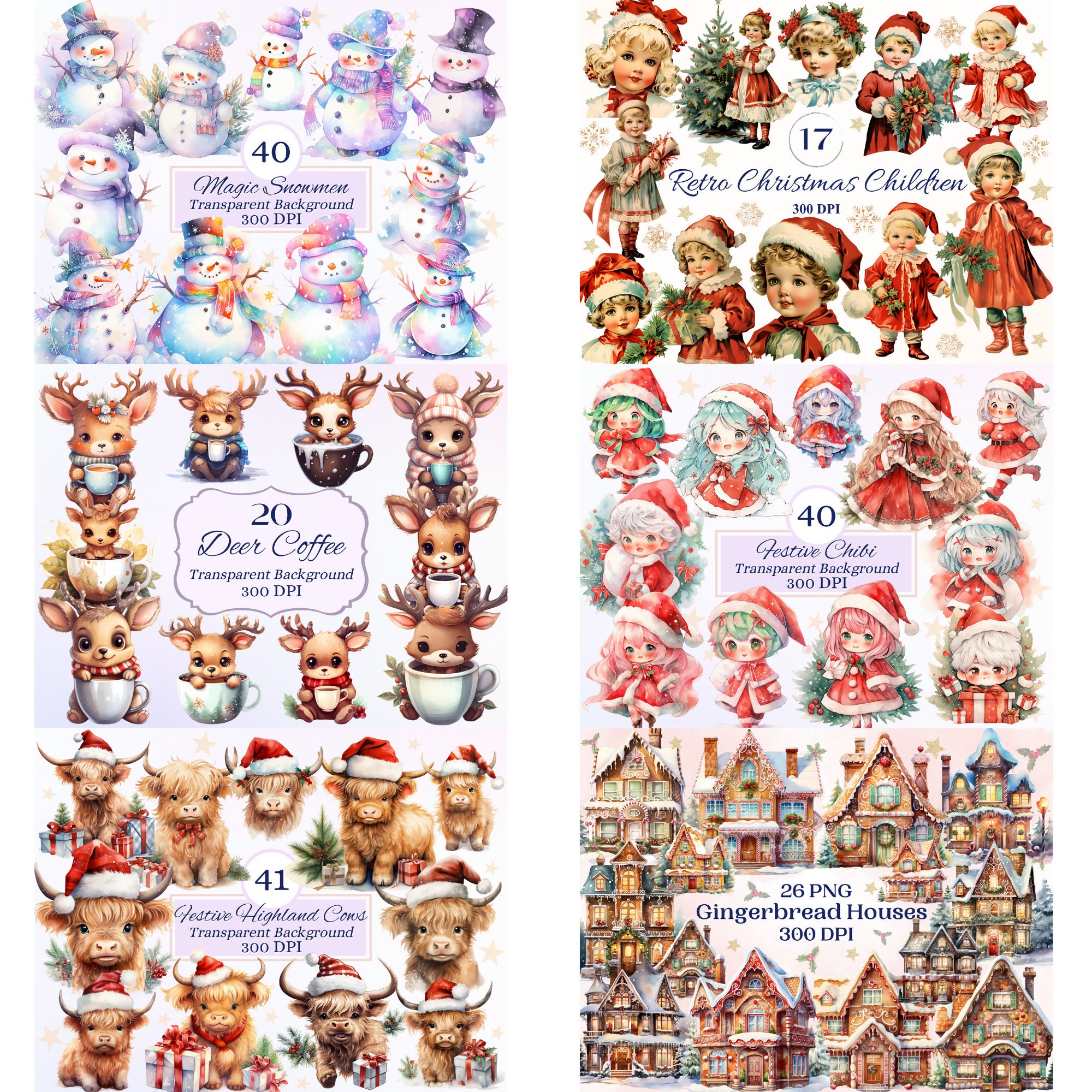 Christmas Edition 1000 Clipart Set for Creative Projects, Xmas Winter ...