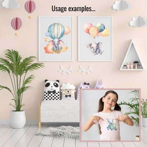 Adorable Elephant Watercolor Clipart Set - Baby Shower Bundle - 10 PNG ...