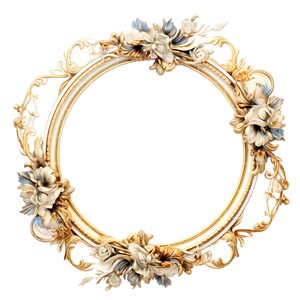 Baroque Circle Frame Clipart Set for Creative Projects, Rococo Style ...