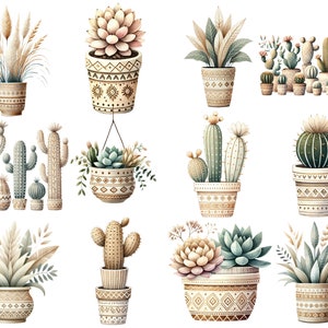 Boho Inspired Indoor Plant Clipart Set for Creative Project, Bohemian ...