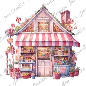 Whimsical Candy Shop Clipart Set for Creative Projects, Vintage ...