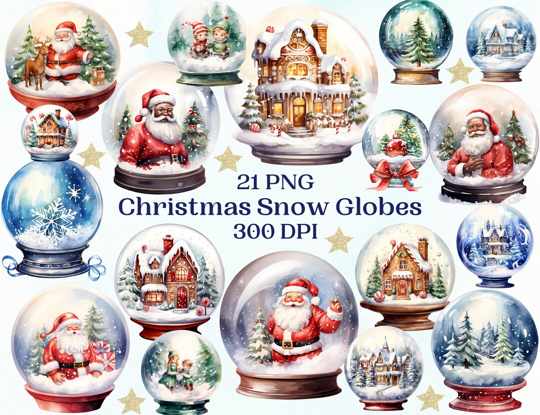 Christmas Snow Globe Clipart Set for Creative Project, Christmas ...