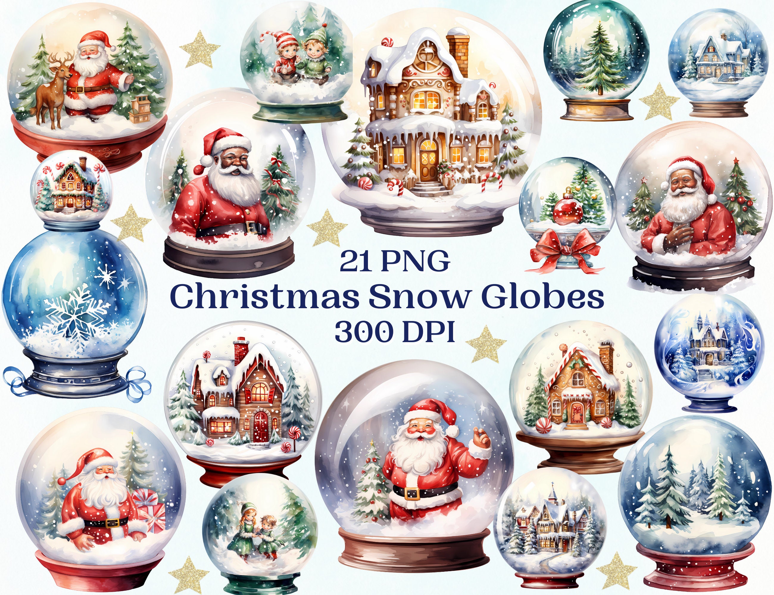 Christmas Snow Globe Clipart Set for Creative Project - Etsy