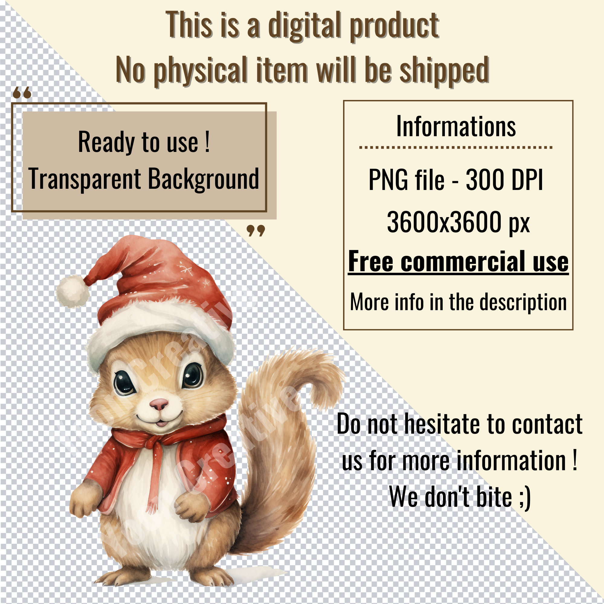 Christmas Animals Clipart Set for Creative Projects, Xmas Gift Winter ...