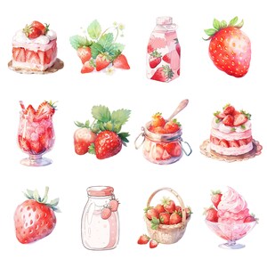 Strawberry Party Clipart Bundle for Creative Project, Fruit Graphics ...