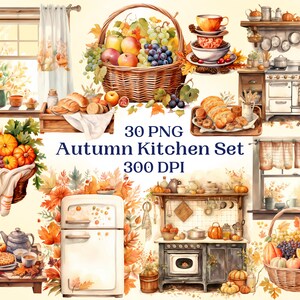 Autumn Kitchen Set for Creative Projects, Fall Cottagecore Printable ...