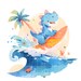 Cute Summer Dinosaurs at the Beach Clipart Set for Creative Project ...