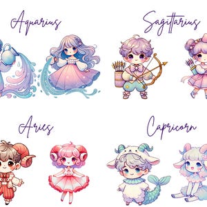 Zodiac Sign Character Clipart Set for Creative Project, Zodiac ...