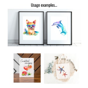 Watercolor Summer Vibes Clip Art - Summer Bundle - Beach Accessories ...