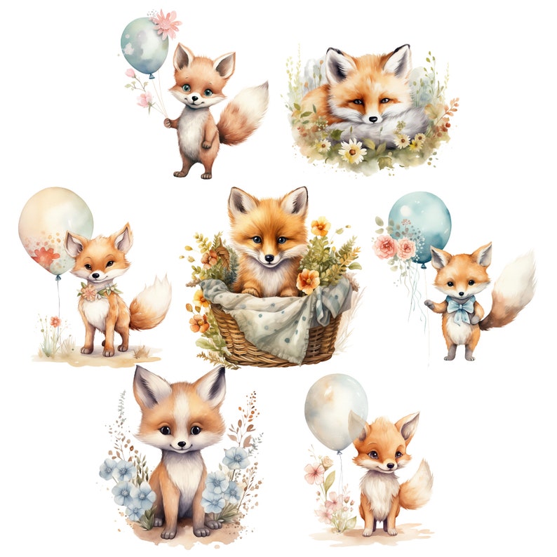 Cute Wild Foxes Clipart Set for Creative Project, Animal Graphics ...
